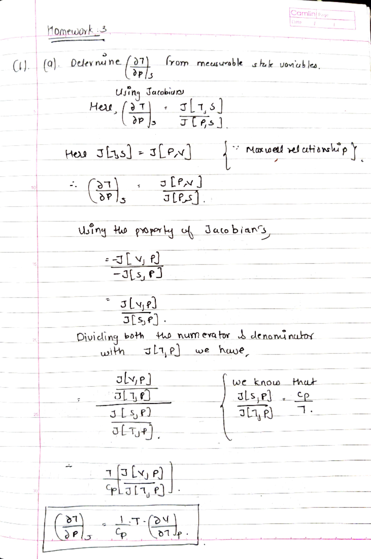 Homework Thermo 3 - Date nOmeuwoyk S C (a Delev nu ne/07 om mesurable ...