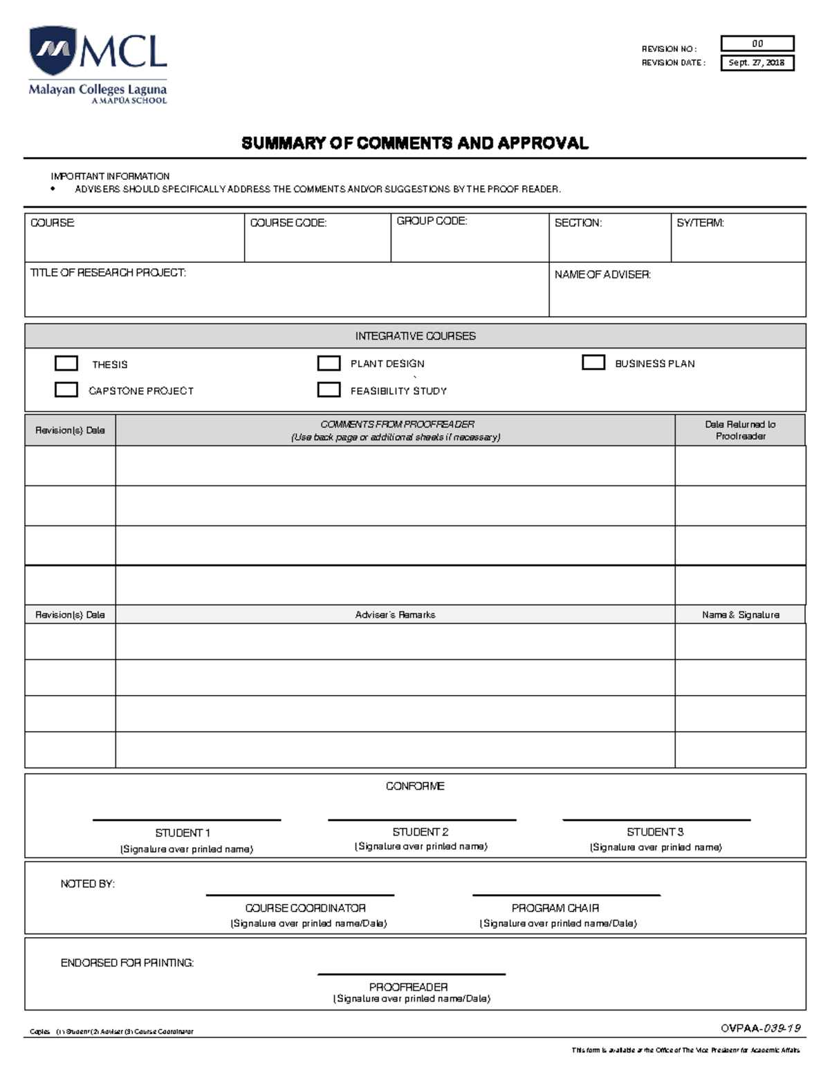 Ovpaa 039 19 Summary of Comments and Approval Fillable 1 - SUMMARY OF ...
