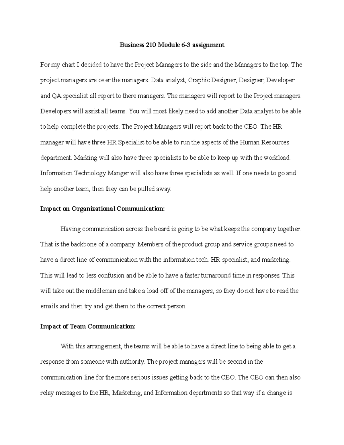 Business 210 Module 6 Assignment - Business 210 Module 6-3 assignment ...