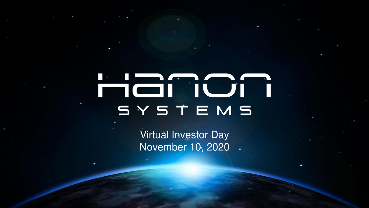 2020 Hanon Systems Virtual Investor Day Presentation 0 - Virtual ...