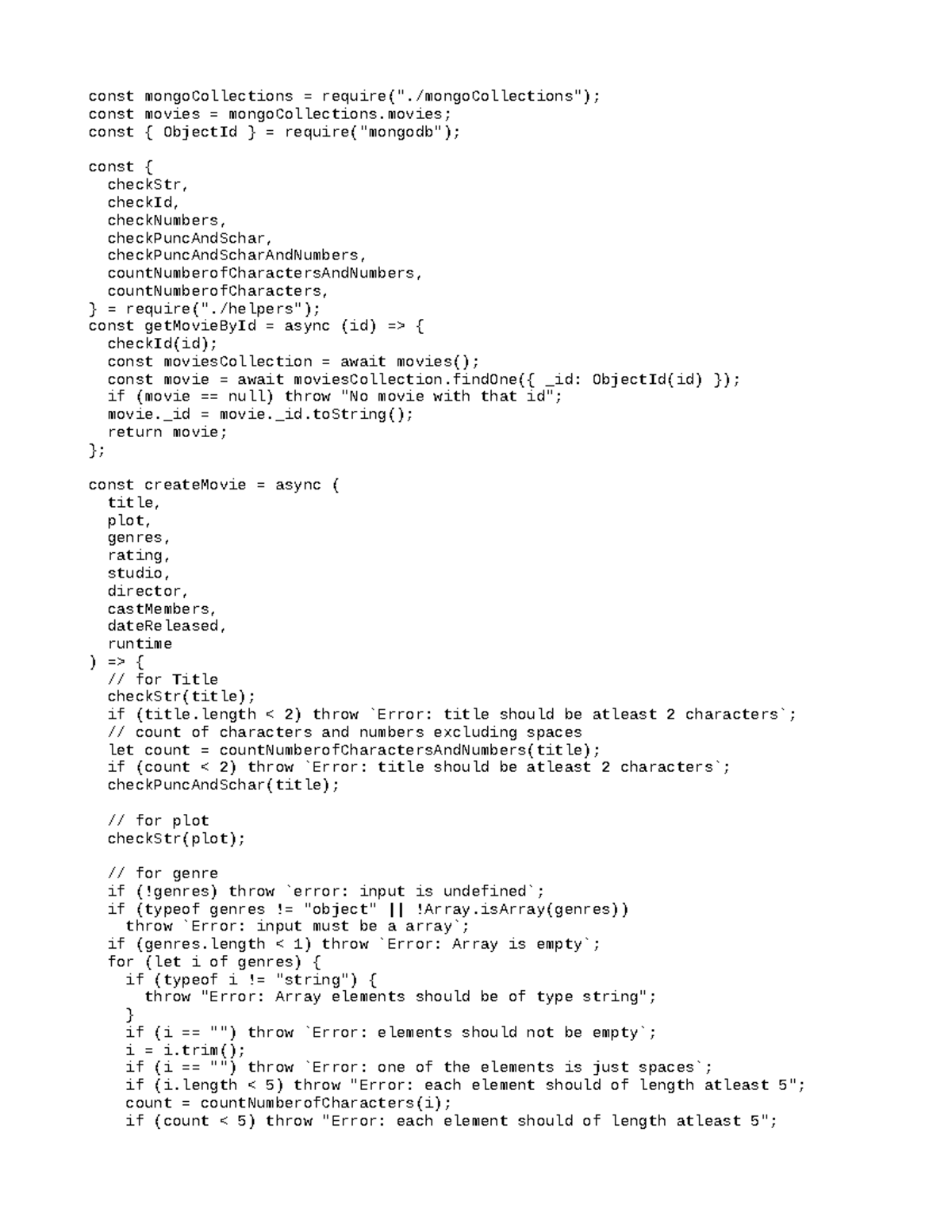 Movies - this file describes about the requirements for lab 6 - const ...