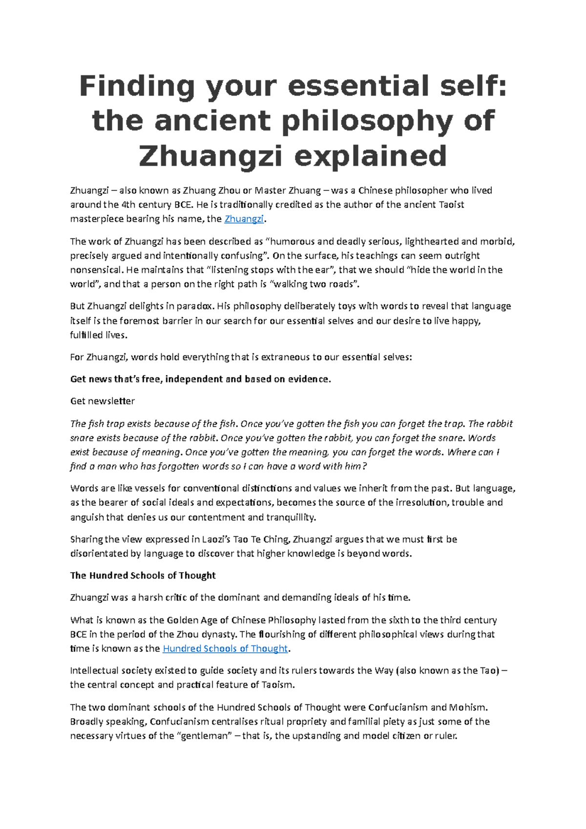 Finding your essential self - He is traditionally credited as the ...