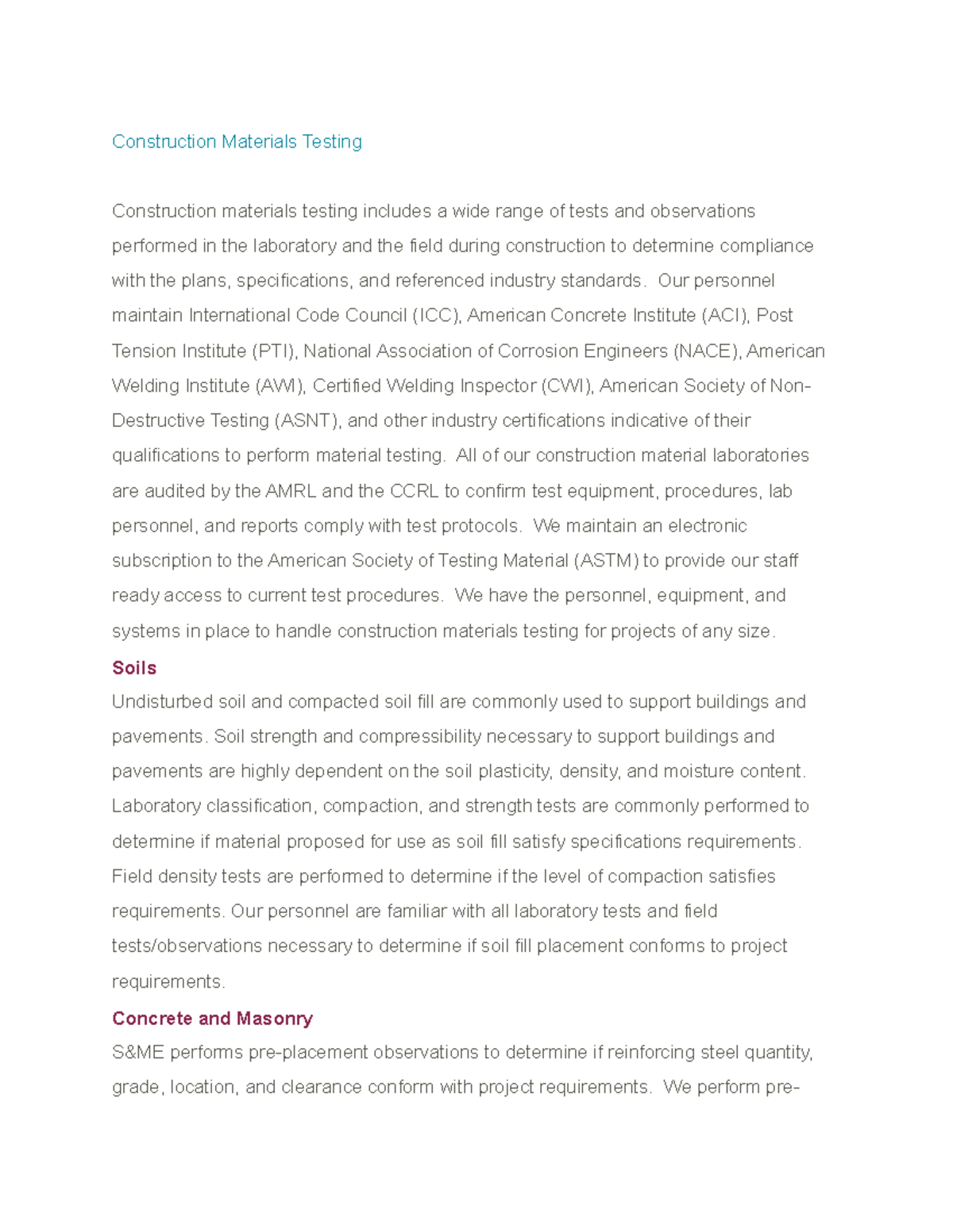 Construction Materials Testing - Construction Materials Testing ...
