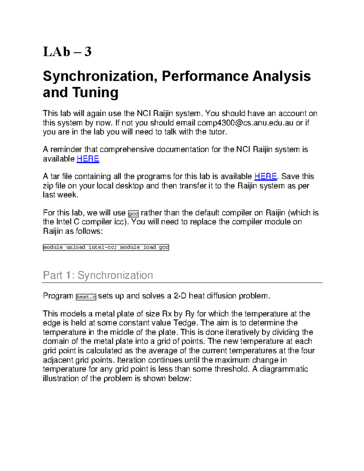LAB3 - LAB3 - LAb 3 Synchronization, Performance Analysis and Tuning This lab will again use the ...