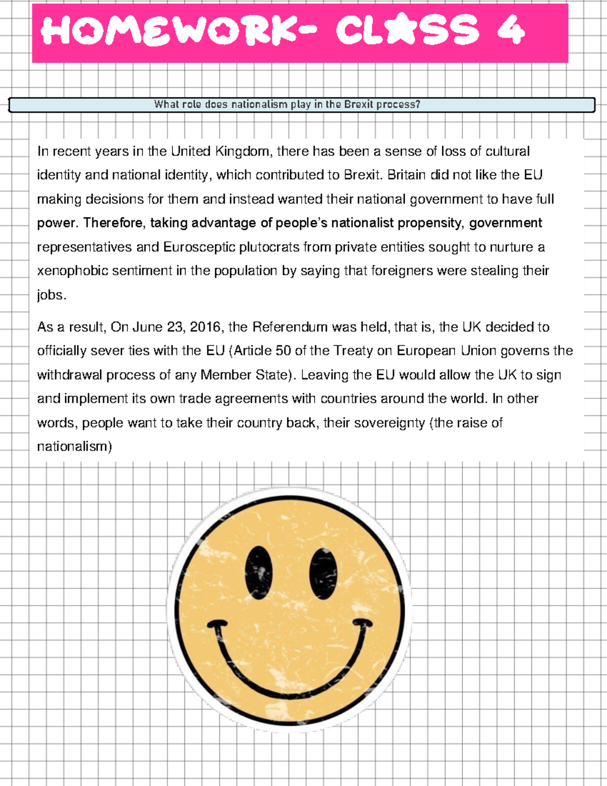 Homework- Class 4 - Tarea de Geografia de Europa - Homework- Class 4 Homework- Class 4 What role ...