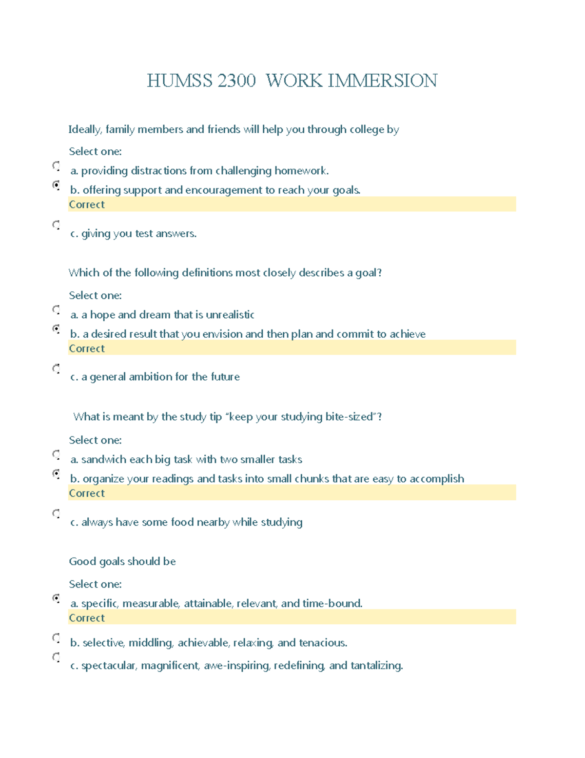 Toaz - ABM - HUMSS 2300 WORK IMMERSION Ideally, family members and ...