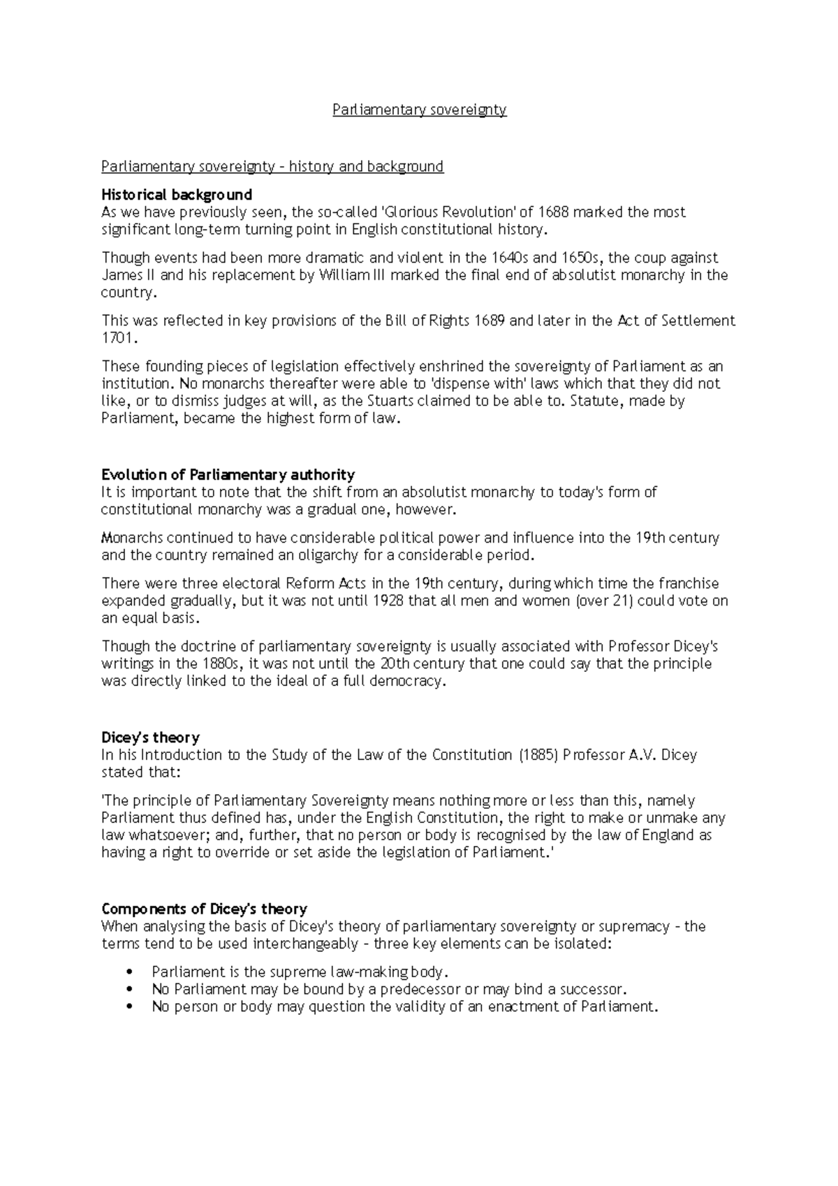 Parliamentary sovereignty - Parliamentary sovereignty Parliamentary ...