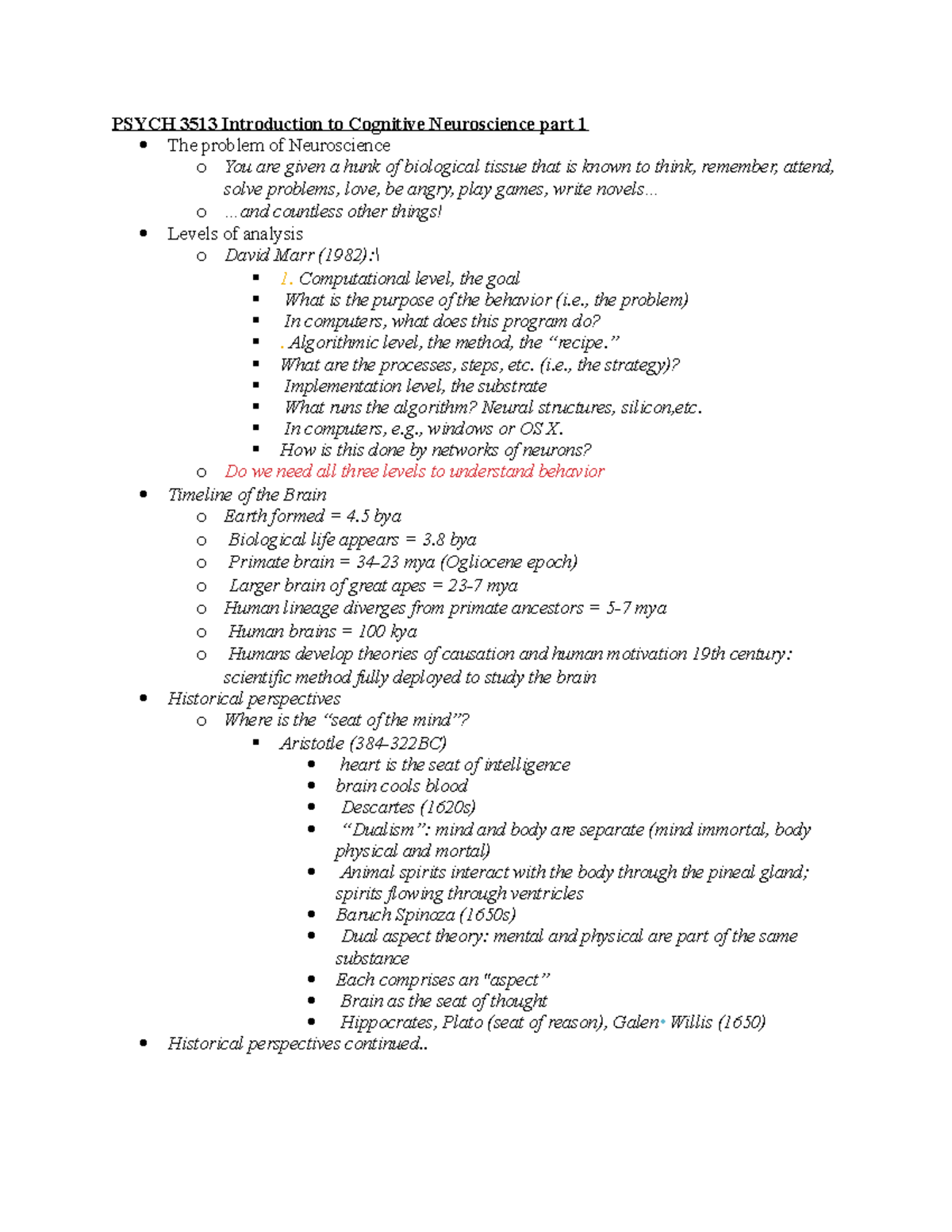 Psych 3513 chapter 1-introduction to cognitive neuroscience part 1 ...