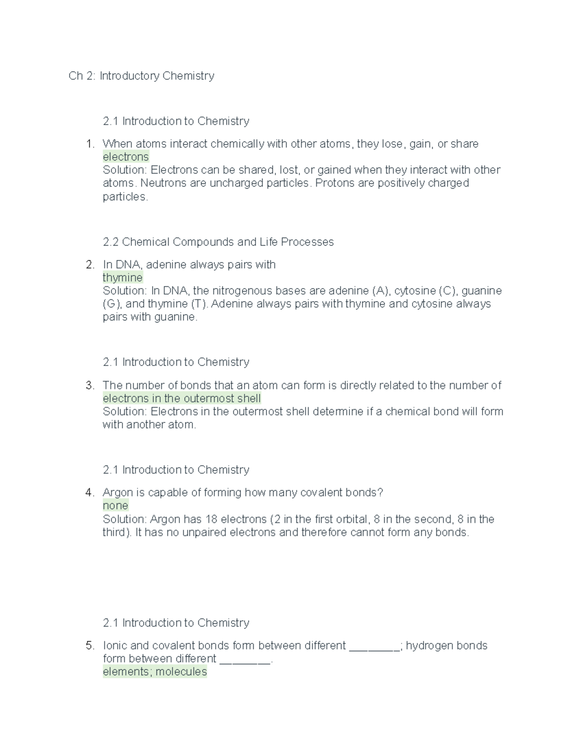 Ch 2 Practice Assignment - Ch 2: Introductory Chemistry 2 Introduction to Chemistry When atoms ...