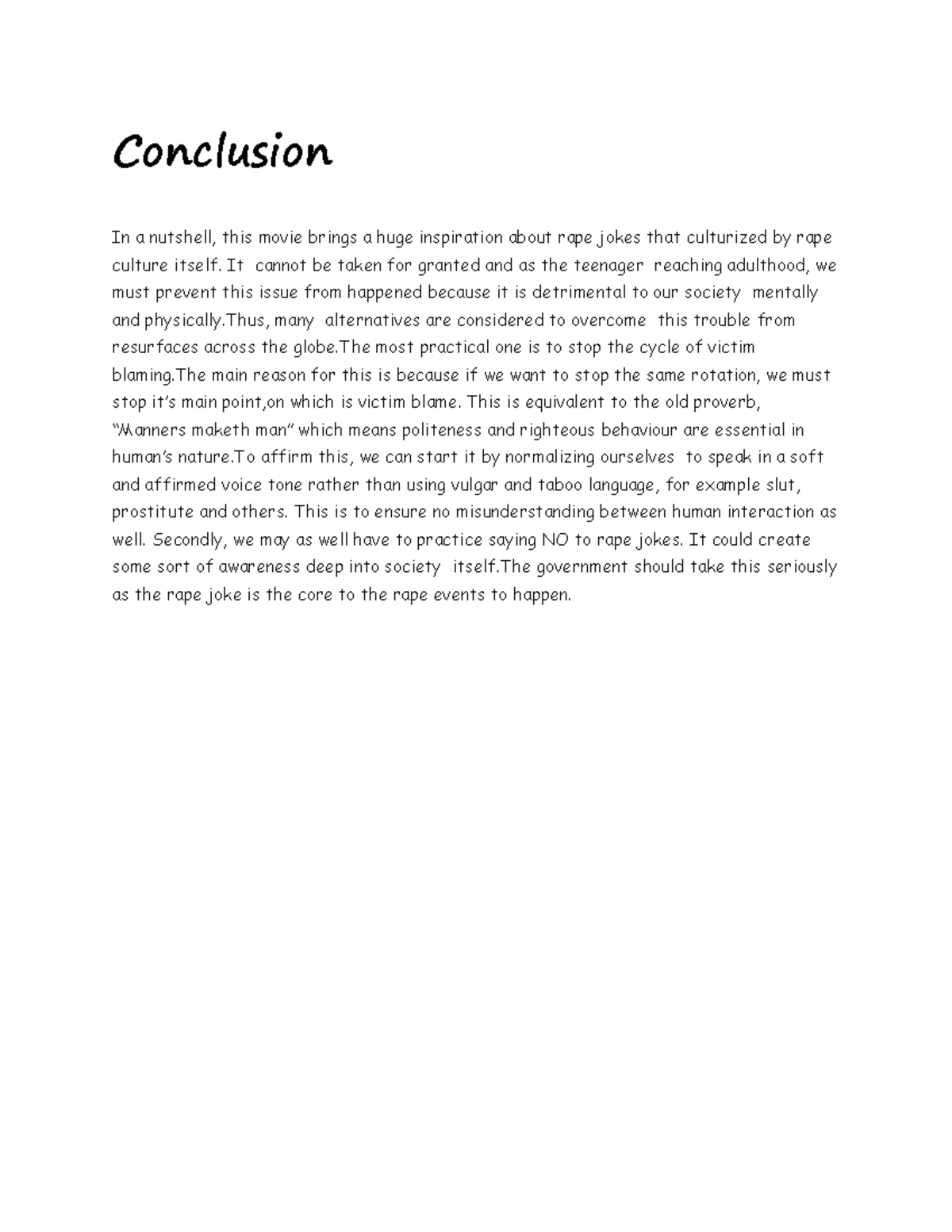 Conclusion complete - ElC work - Conclusion In a nutshell, this movie ...