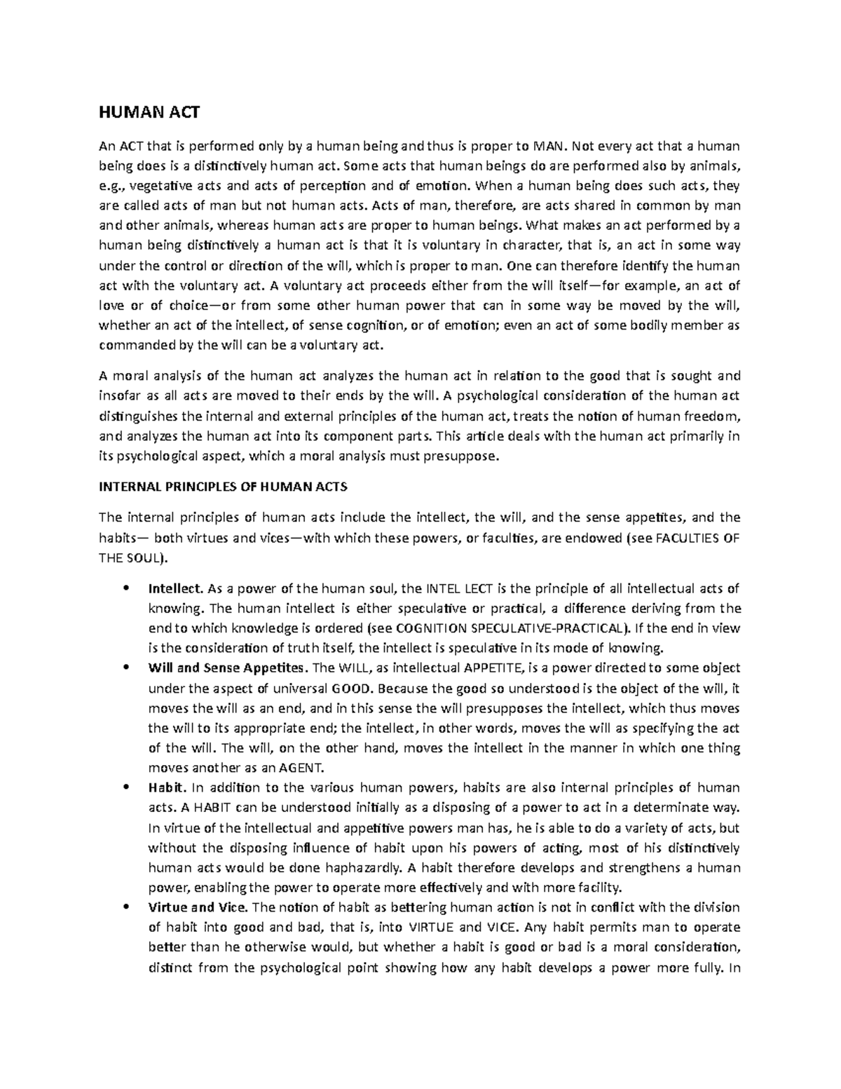 Human Acts - For learning purposes - HUMAN ACT An ACT that is performed ...