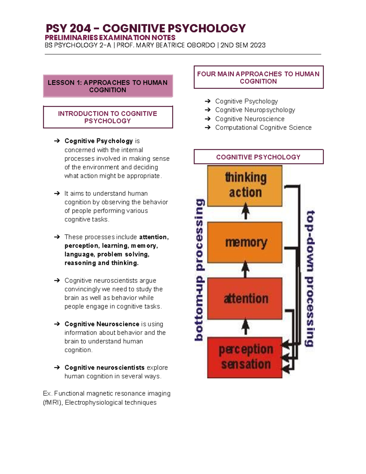 PSY-204- Cognitive- Psychology- Notes- Prelims-1 - PRELIMINARIES ...