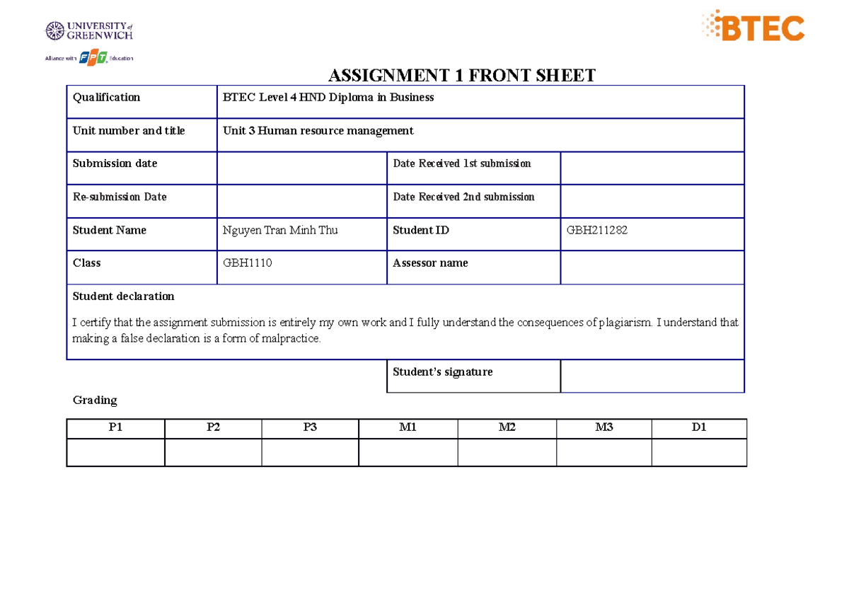 5035.Assignment 1 GBH211282 - ASSIGNMENT 1 FRONT SHEET Qualification ...