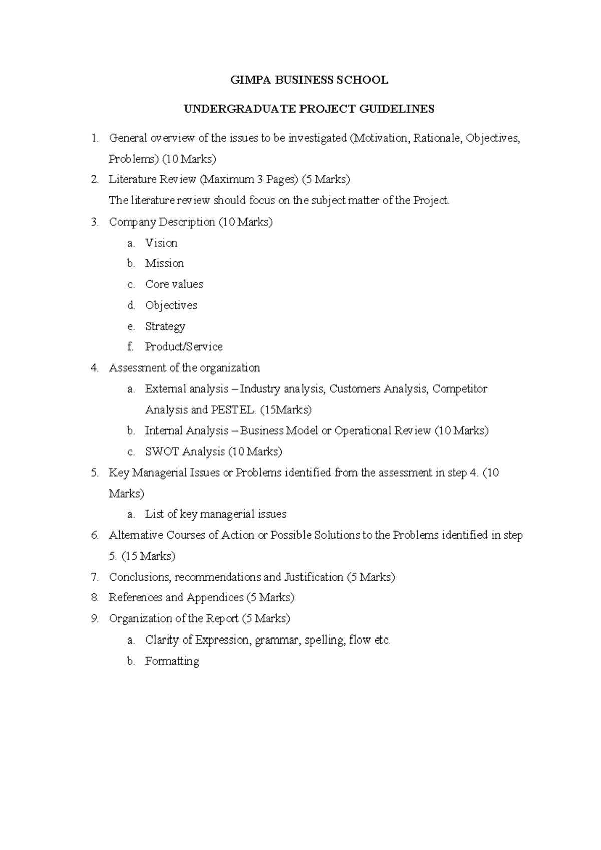 Undergraduate Project Guidelines Final - GIMPA BUSINESS SCHOOL ...