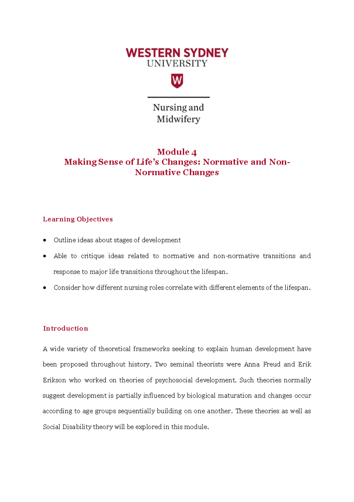 Module 4 - Lecture material - Module 4 Making Sense of Life’s Changes ...