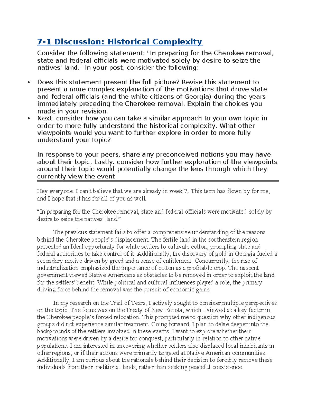 7-1 Discussion Historical Complexity - 7-1 Discussion: Historical ...