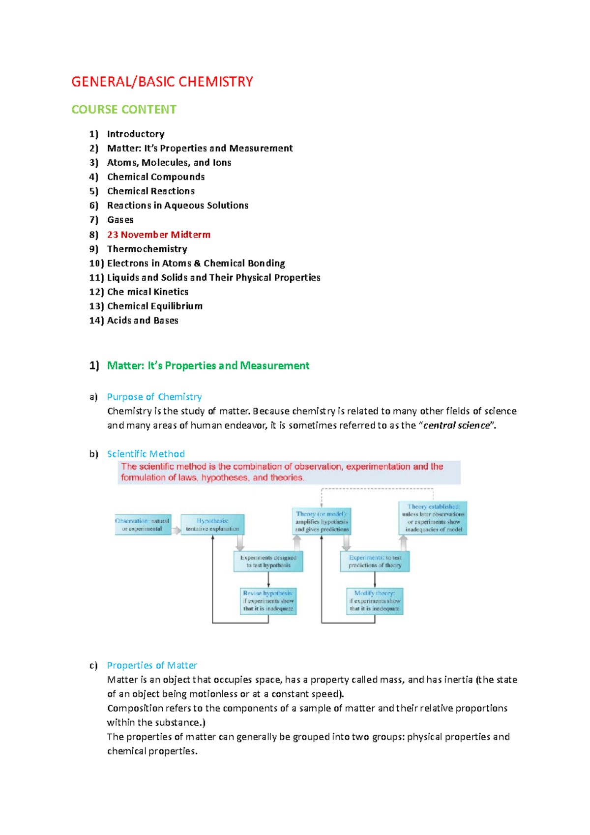 General Chemistry - first course introduction to subjects - GENERAL ...