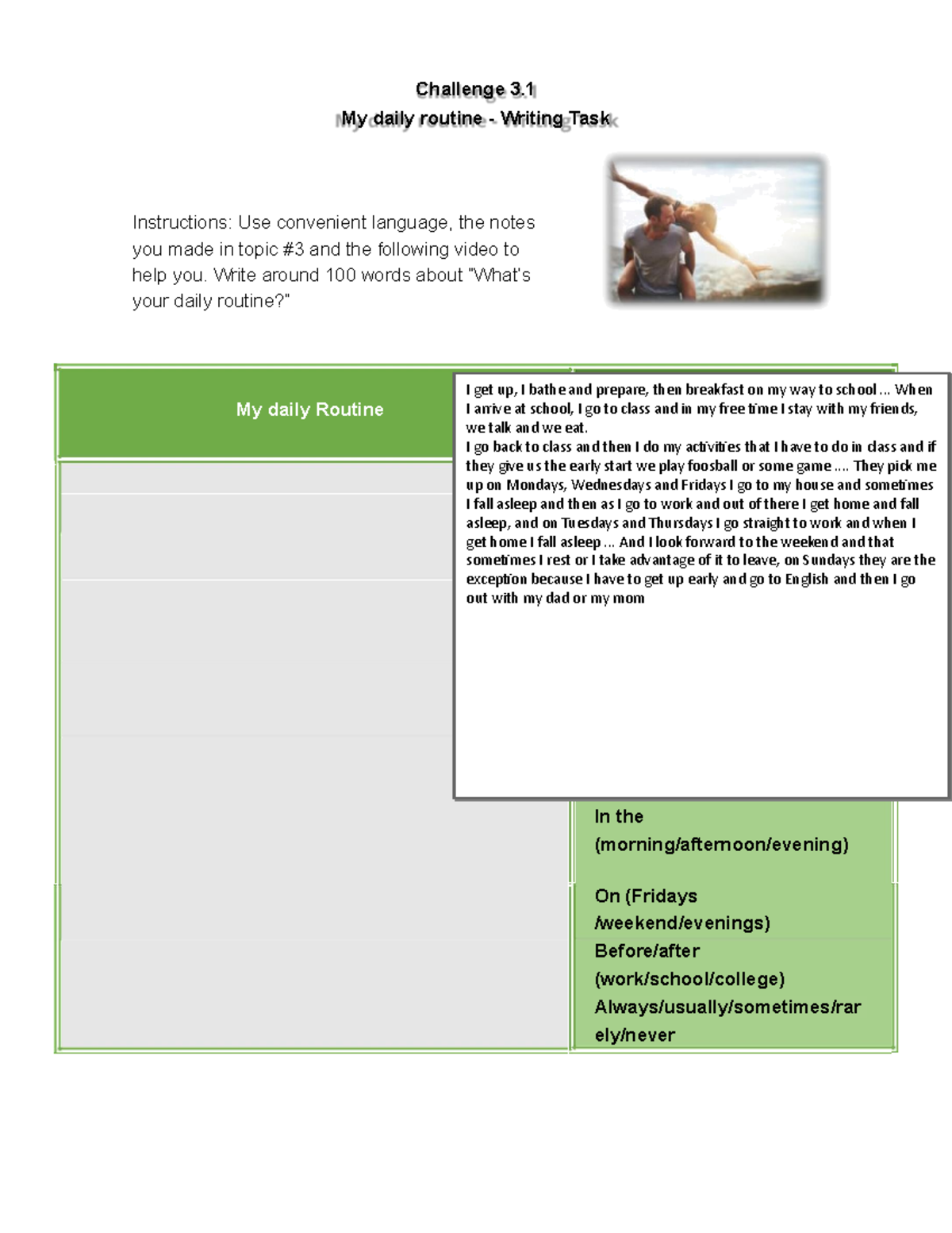 Format-Challenge-3 1 - Challenge 3. My daily routine - Writing Task ...