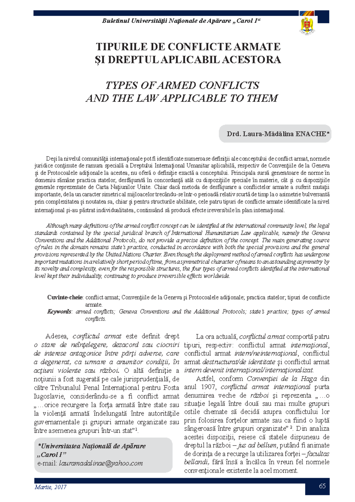 %23%23common - TIPURILE DE CONFLICTE ARMATE ȘI DREPTUL APLICABIL ...