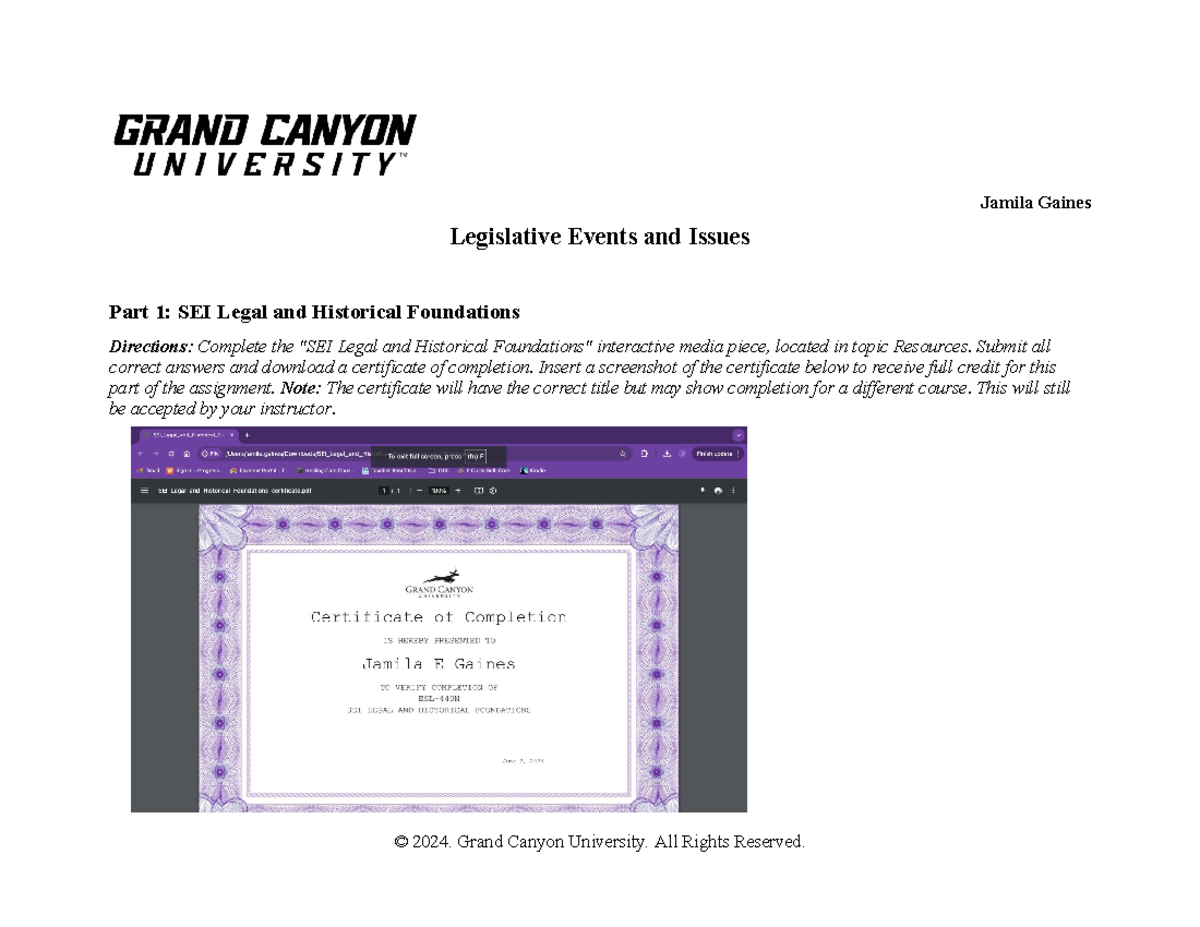 Topic 1 Legislative Events and Issues - Jamila Gaines Legislative ...