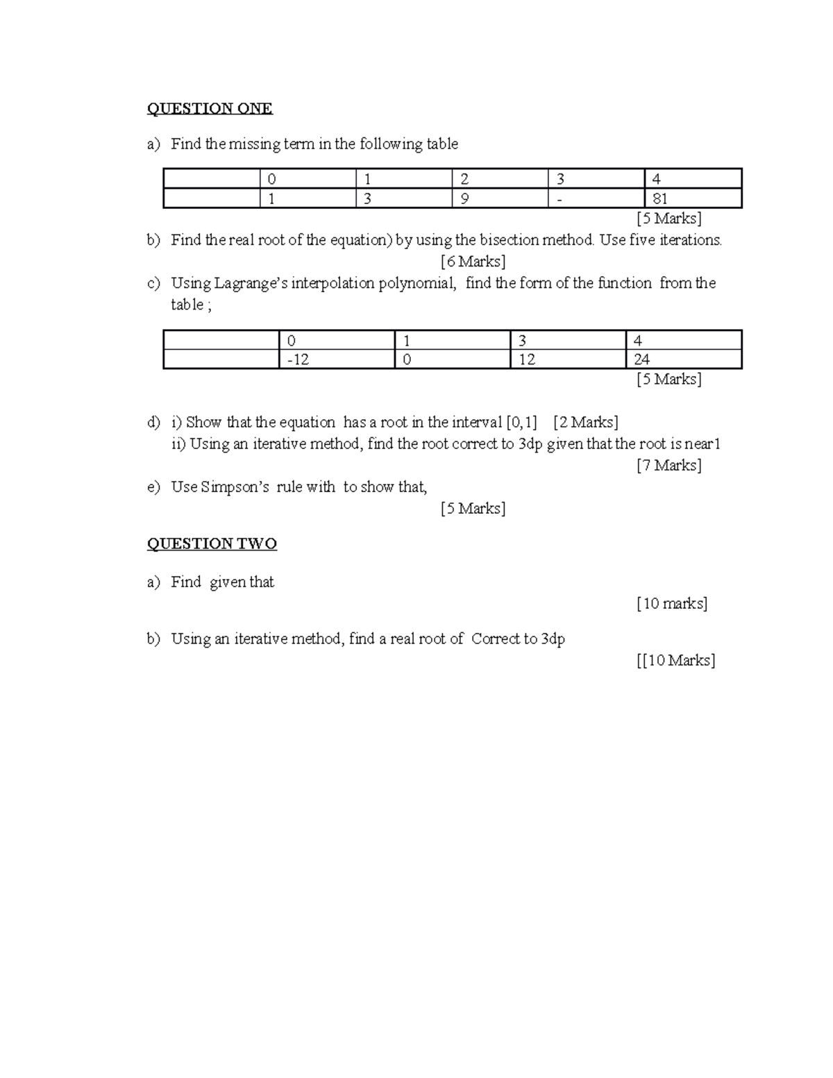 Numerical FOUR Revision QUESTION ONE A Find The Missing Term In The numerical-four-revision-question-one-a-find-the-missing-term-in-the