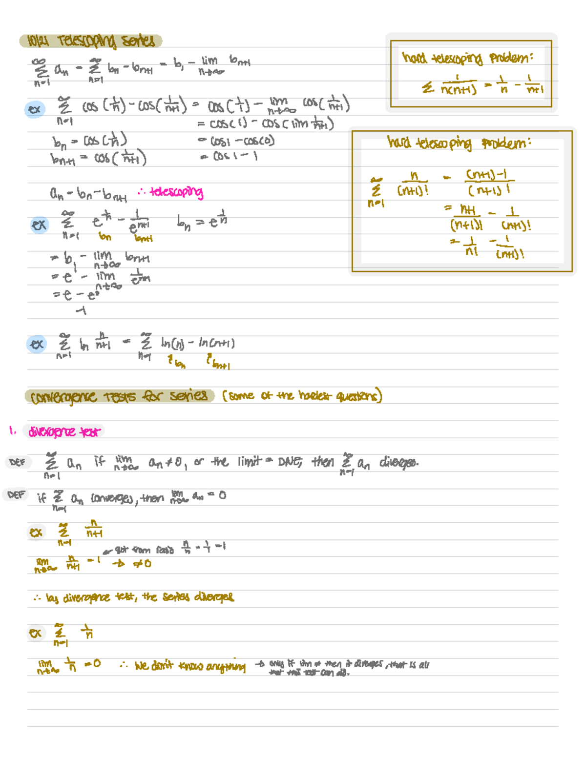 Chao Ma - Fall Quarter - 10121 Telescoping series hard telescoping ...