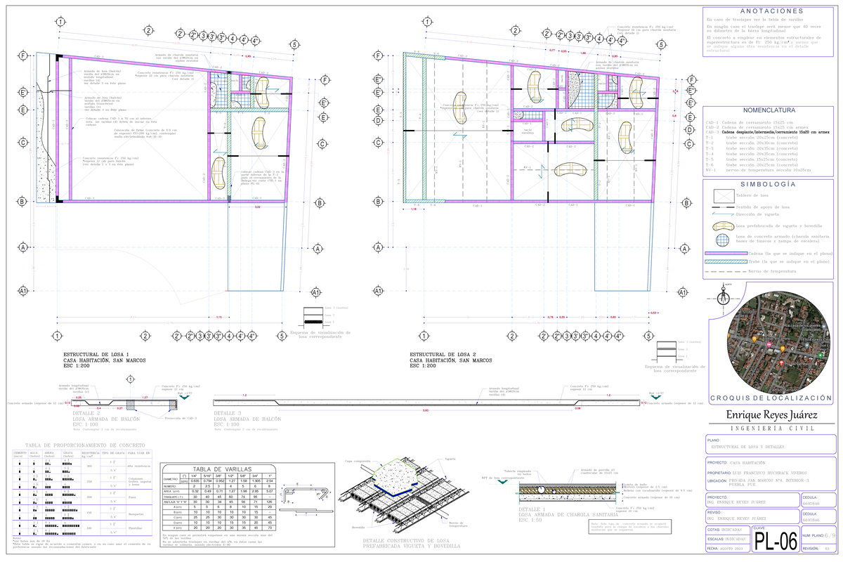 San Marcos PL-6 rev3 - planos estructurales de casa habitacion - ####### 2. ####### 1" DIAMETRO ...