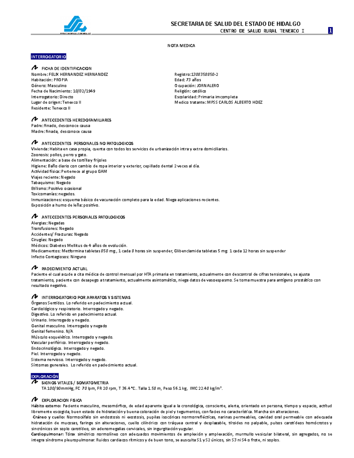 Felix HDEZ HDEZ - Como hacer una nota medica - SECRETARIA DE SALUD DEL ...