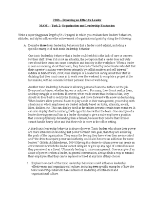 C203 - Task 1 - Class C203 - Becoming an Effective Leader Task 1 - C203 ...