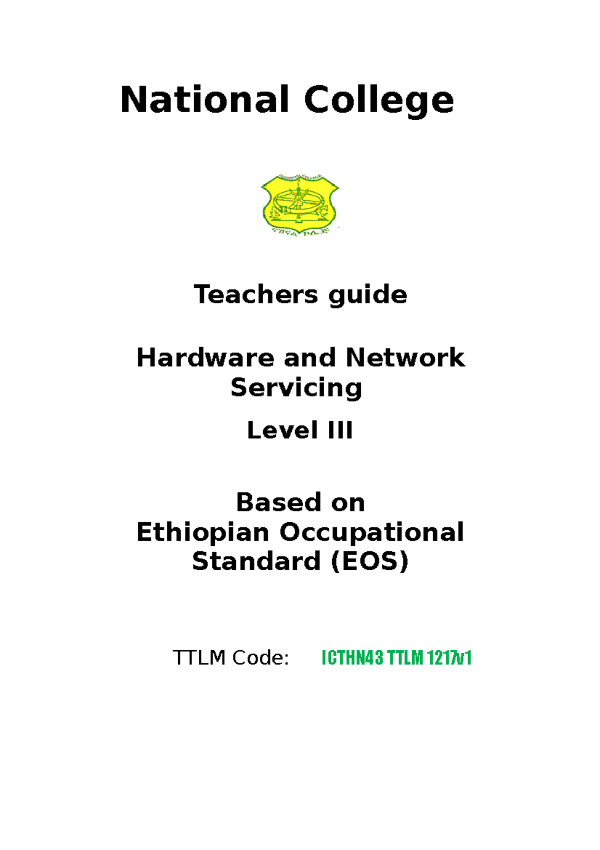 ICT Teachers Guide Level IV - National College Teachers guide Hardware ...