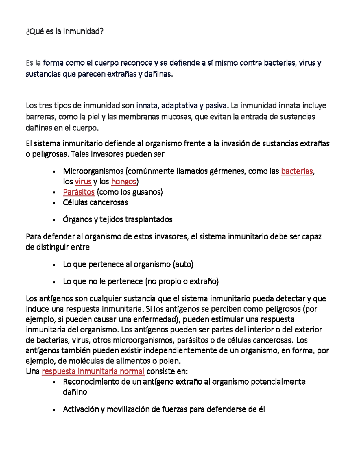 Qué es la inmunidad - ¿Qué es la inmunidad? Es la forma como el cuerpo ...