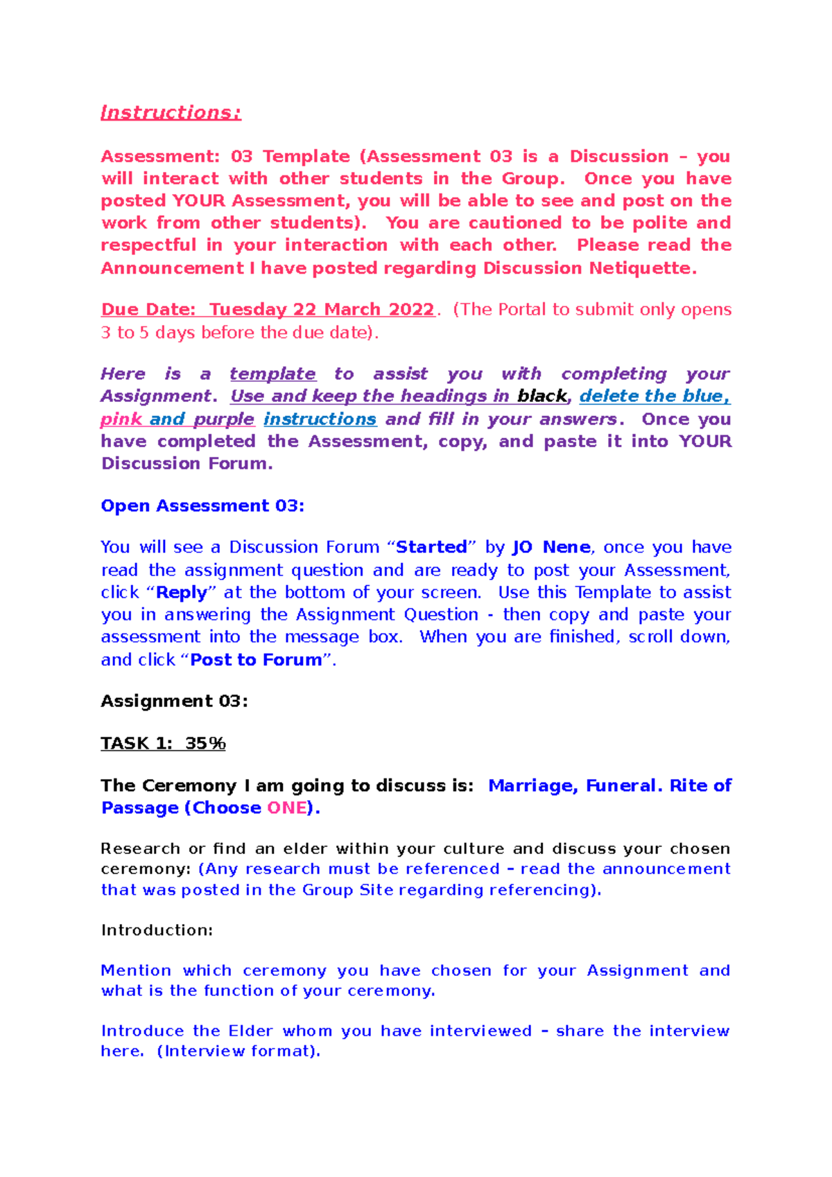 Assessment 03 Layout, Template and Mark Breakdown S1 2022 ...