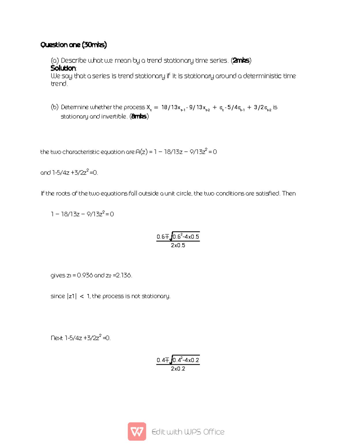 Paper 2 marking scheme - Question one (30mks) (a) Describe what we mean ...
