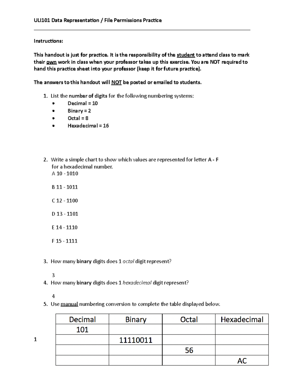 Uli101 week4 practice - ULI101 Data Representation / File Permissions Practice Instructions ...