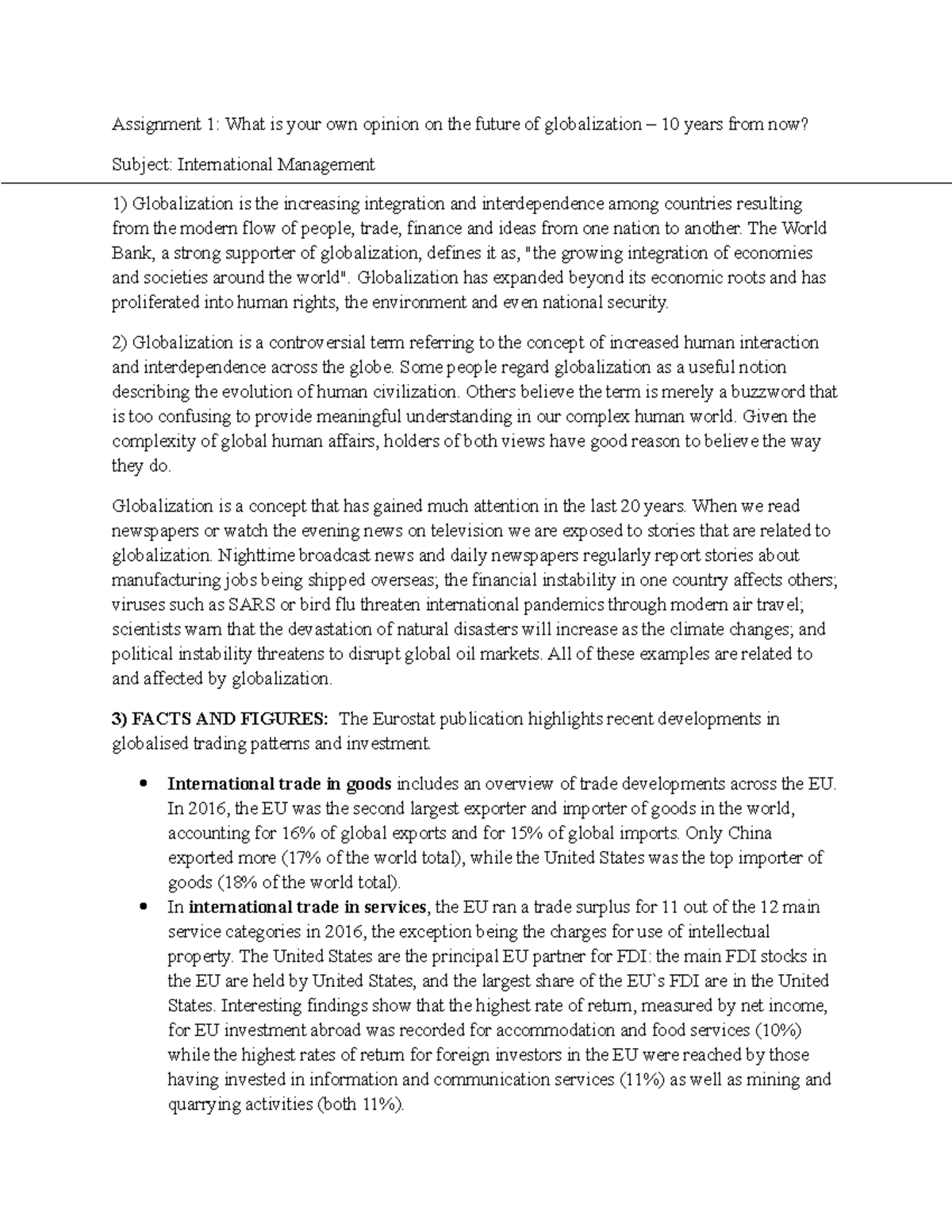 IM Globalization Assignment - Assignment 1: What is your own opinion on ...