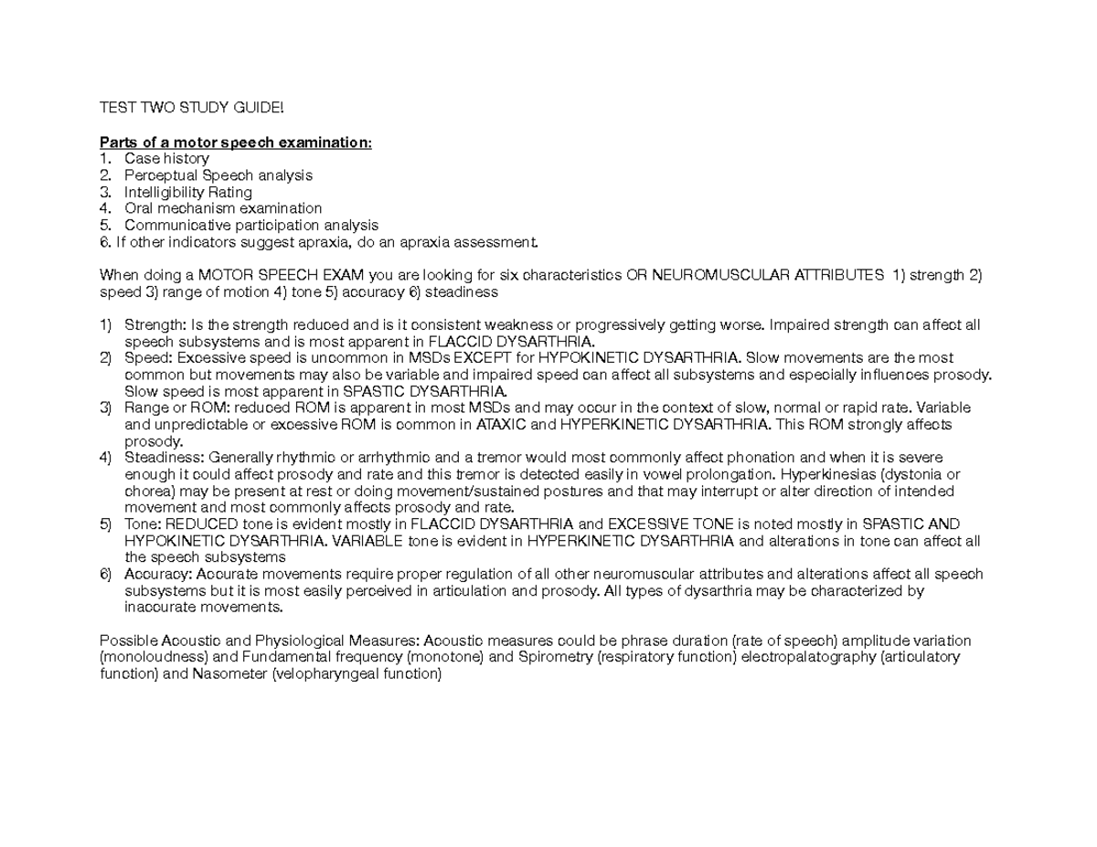 MSD Assessment - This is a thorough and in depth summary that will ...