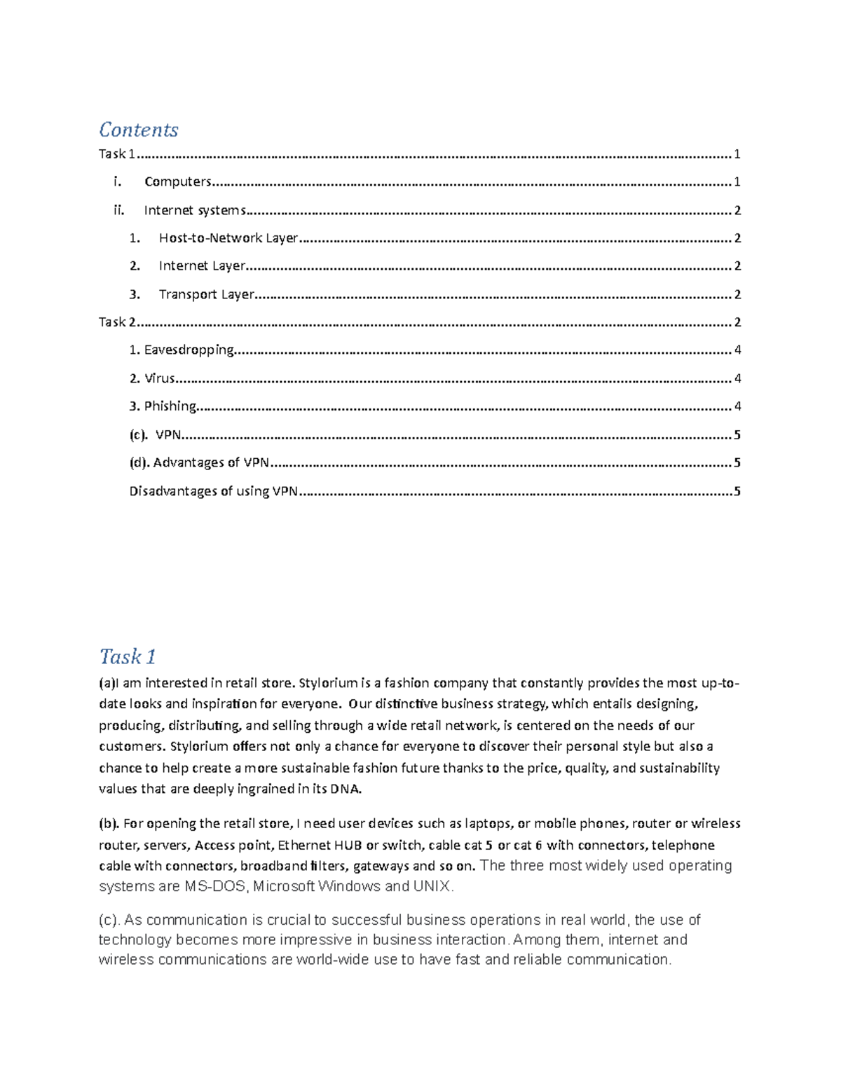 CN Assignment - Contents Task - Studocu