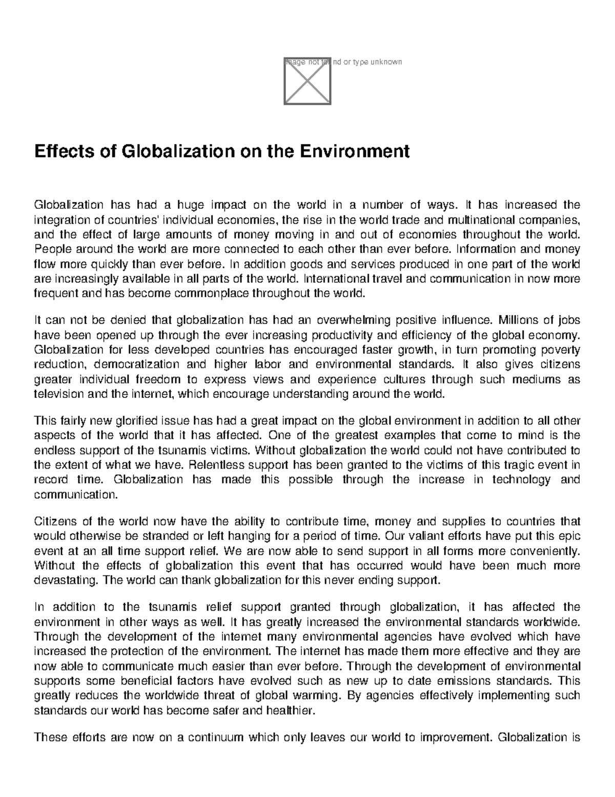 Effects of Globalization on the Environment - Image not found or type ...