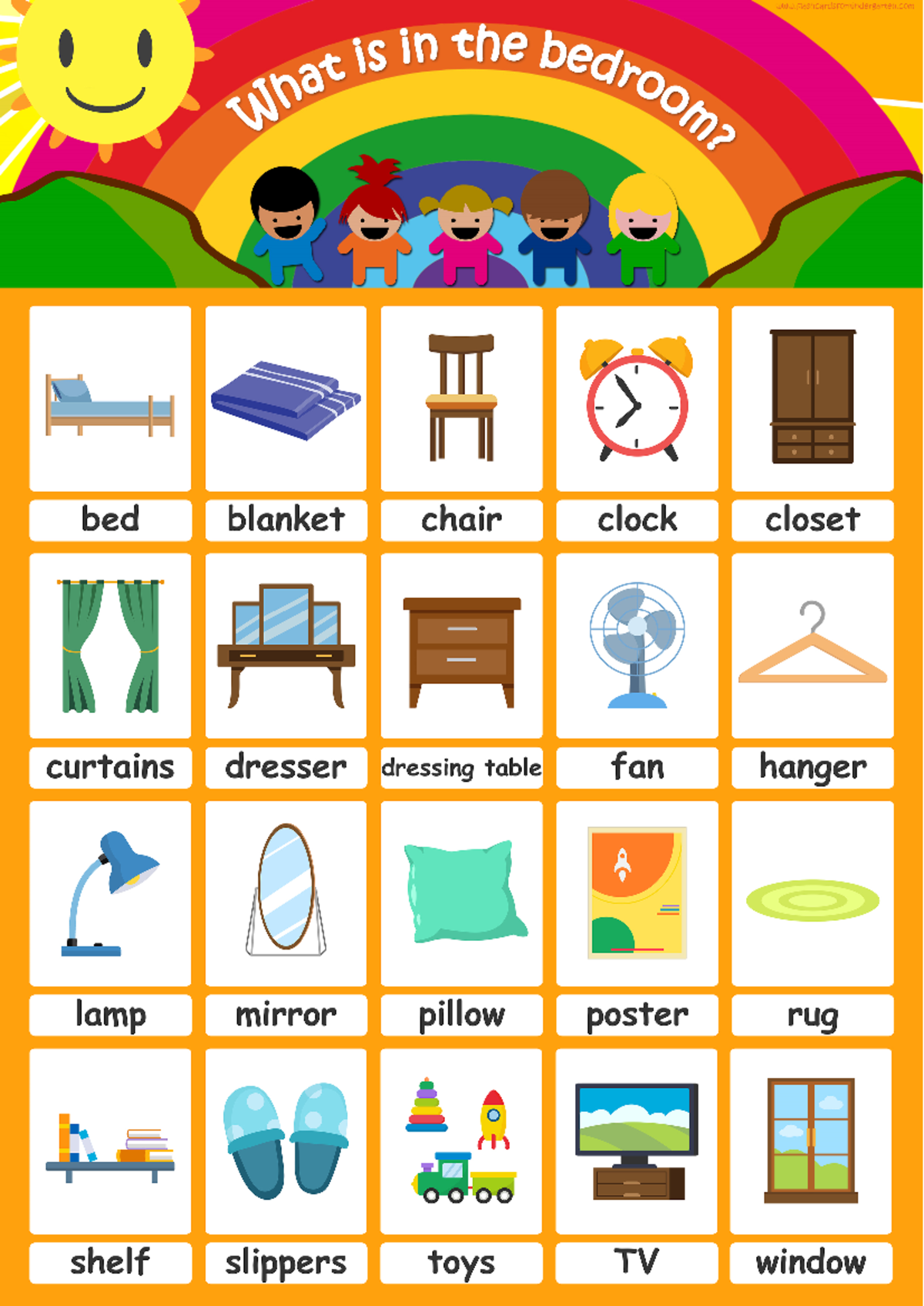 Bedroom-flashcards-poster - Inglés 1 - Studocu
