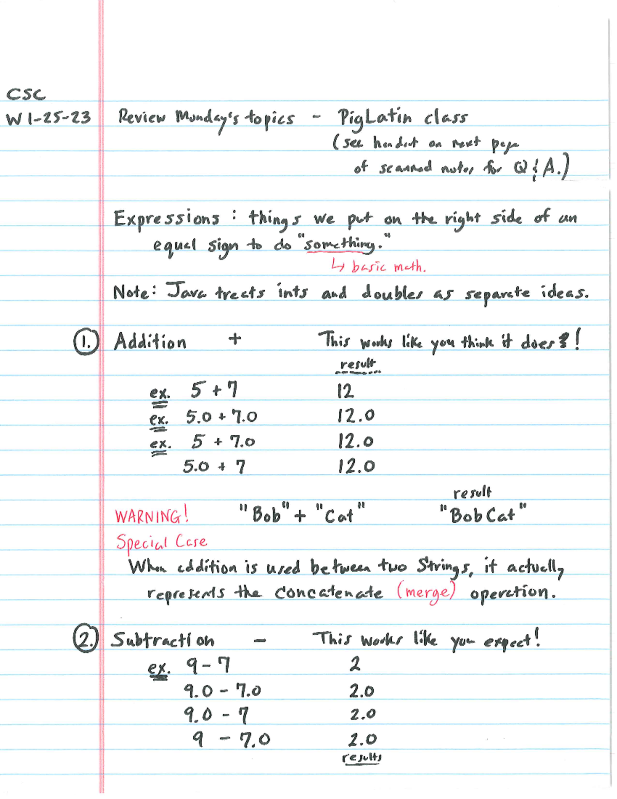 CSC Notes 01252023 - Bob - CSC-142 - Studocu