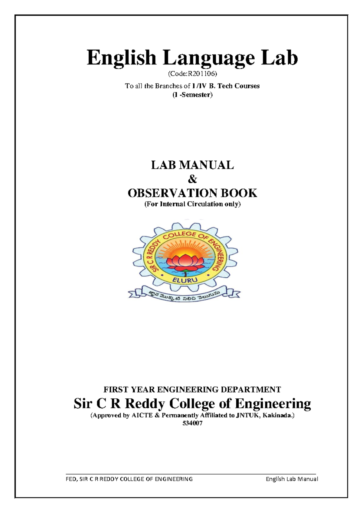 Eng - Hdhdgd - FED, SIR C R REDDY COLLEGE OF ENGINEERING English Lab ...