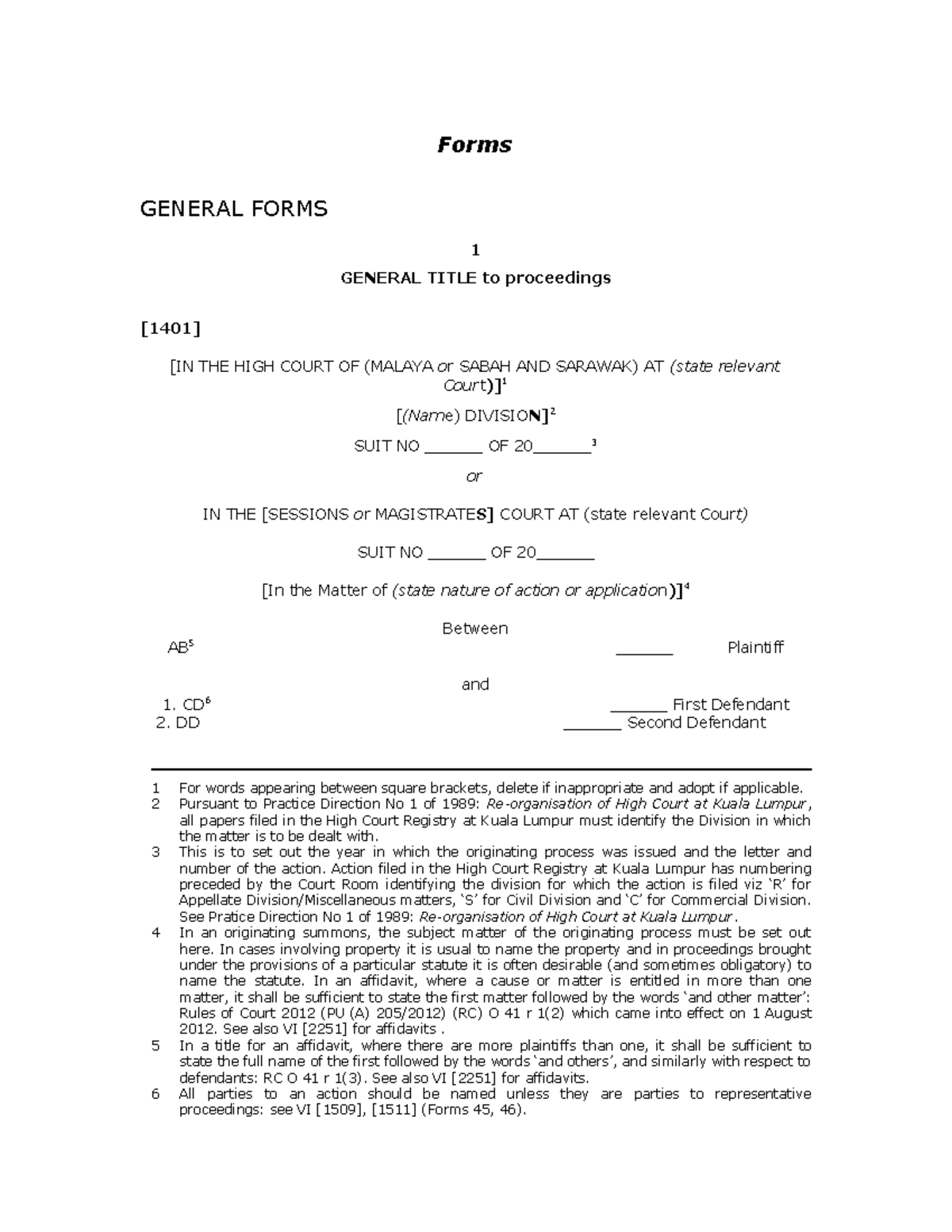 1 General Title to proceedings - Civil Procedure I - MMU - Studocu