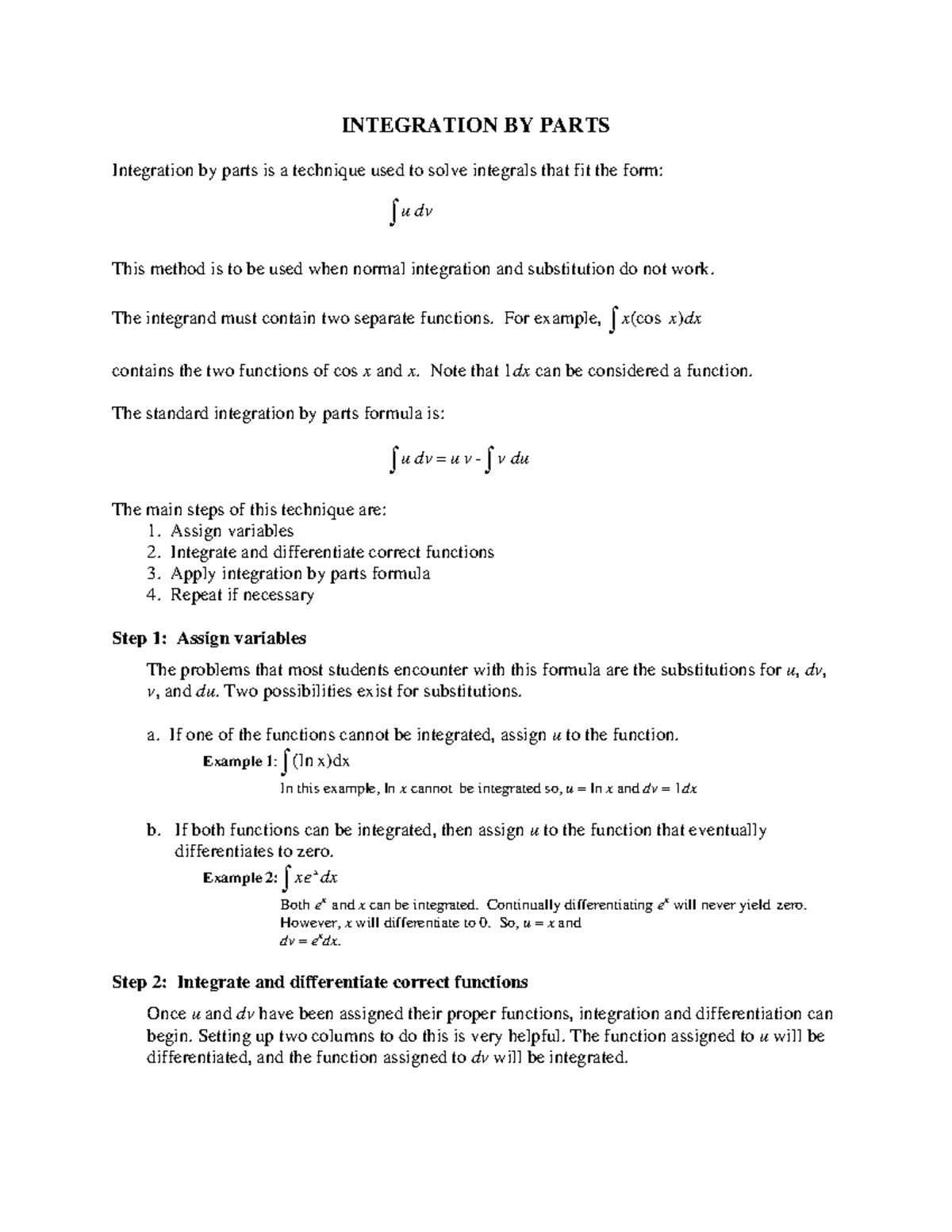 Integration by Parts 3 - this are lecture notes for calculus from Dedan ...