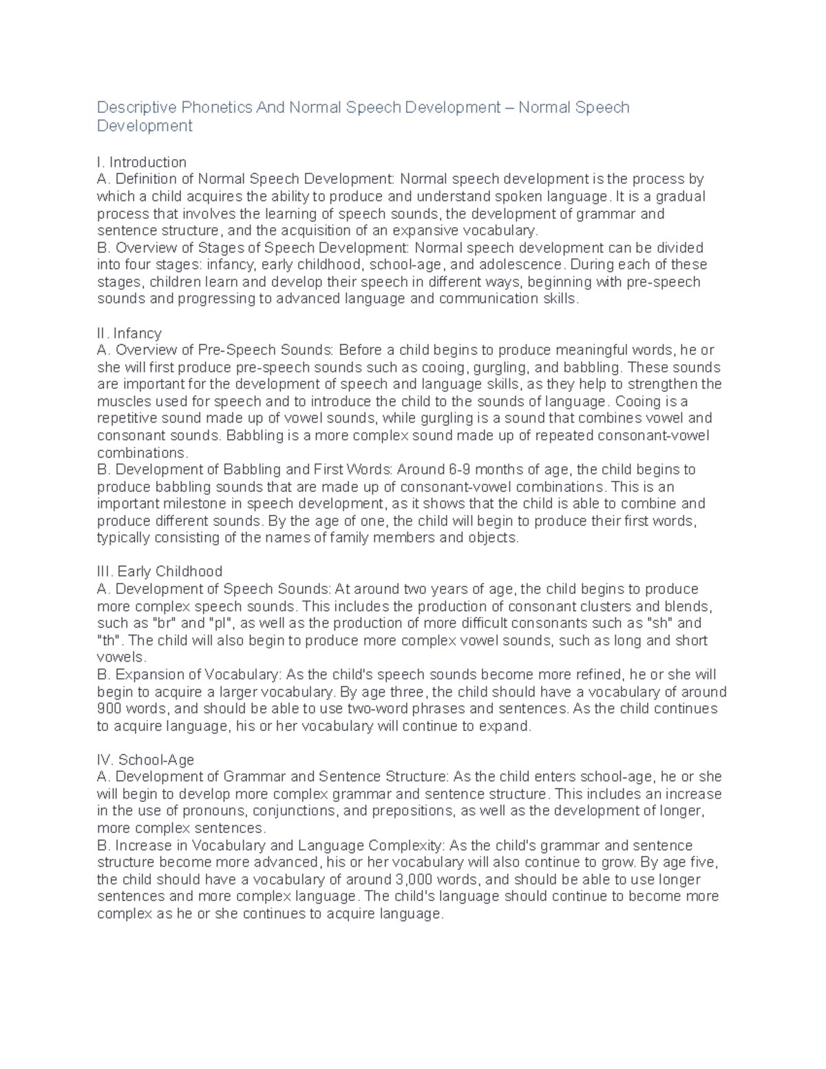 Descriptive Phonetics And Normal Speech Development- Normal Speech ...