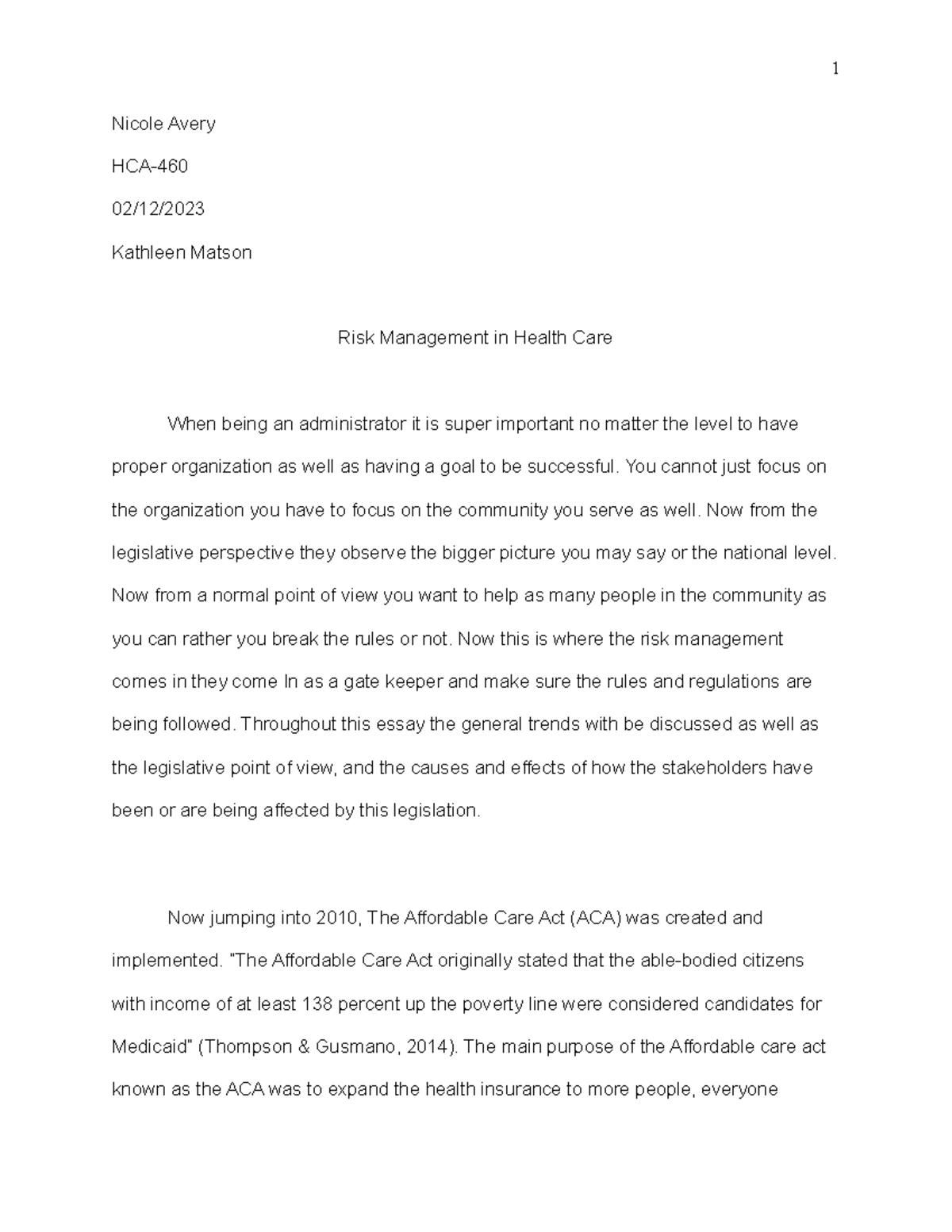 Risk management in healthcare - Nicole Avery HCA- 02/12/ Kathleen ...