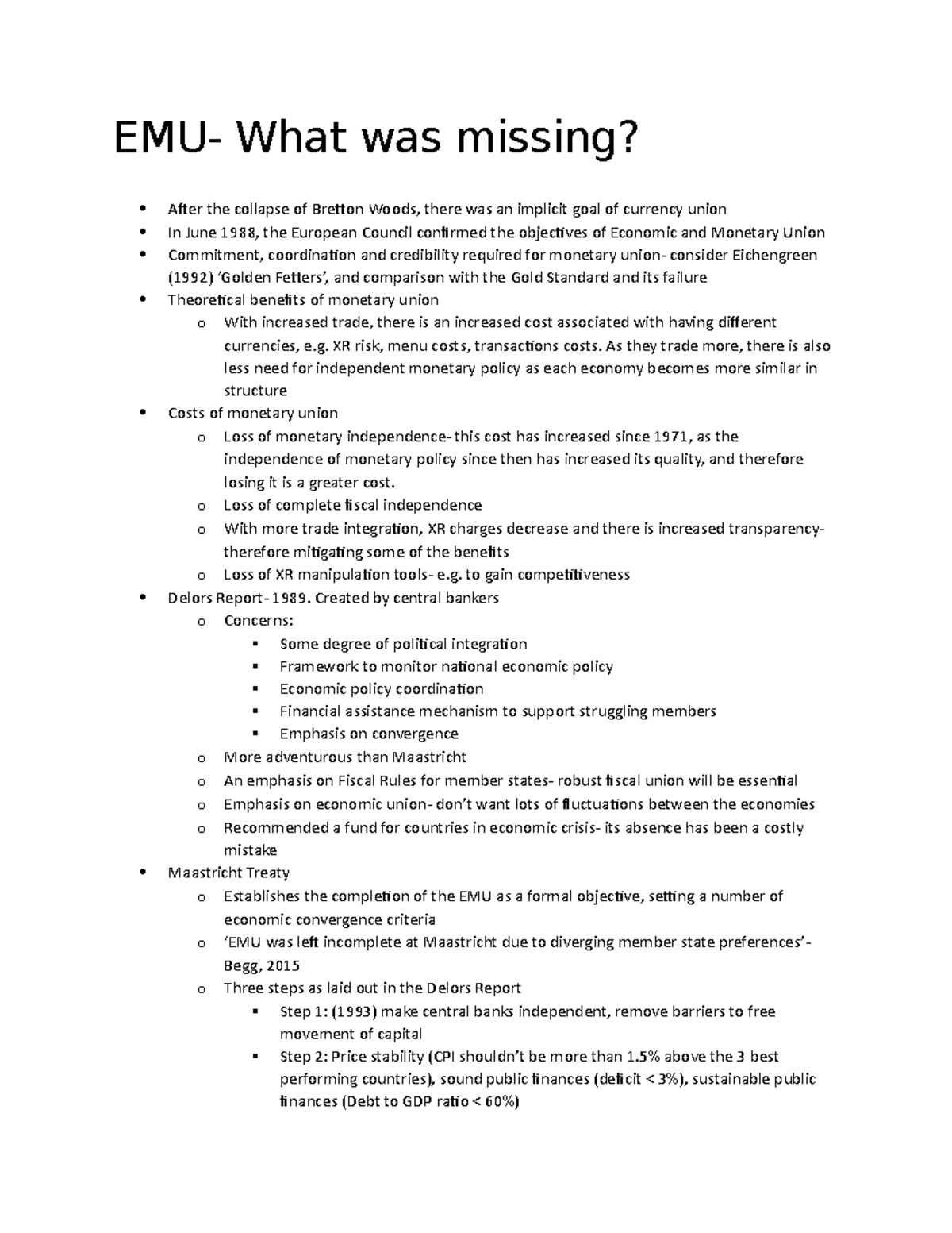 EMU - Revision notes for the lecture series on EMU - EMU- What was ...