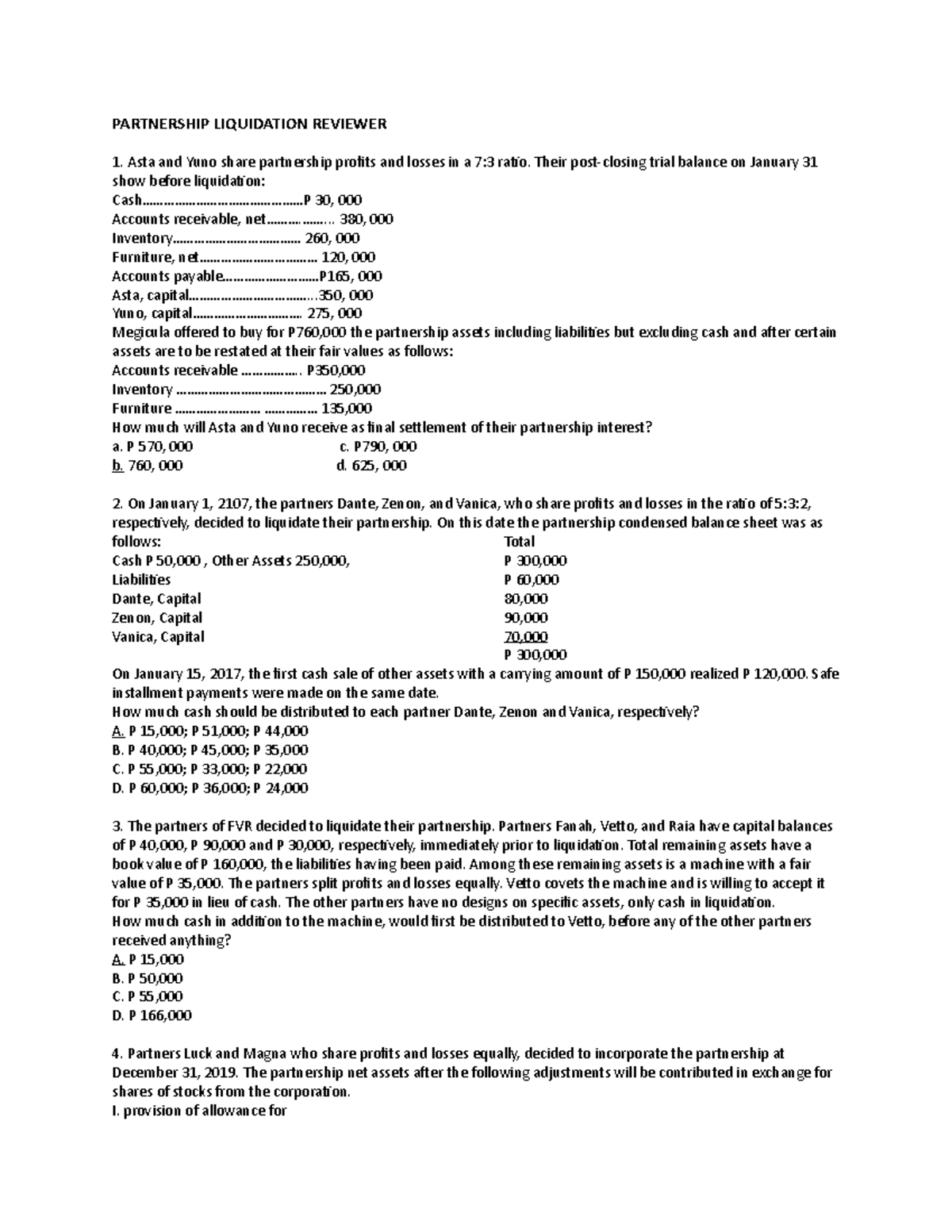 Partnership Liquidation Reviewer - PARTNERSHIP LIQUIDATION REVIEWER ...