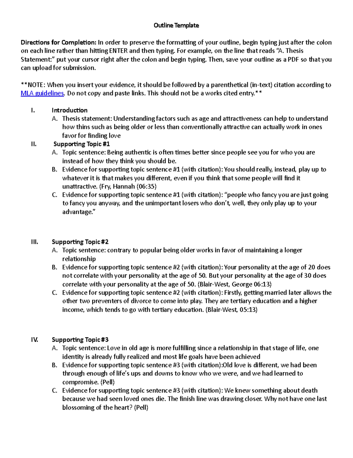 M4A3 - M4A3 - Outline Template Directions for Completion: In order to ...