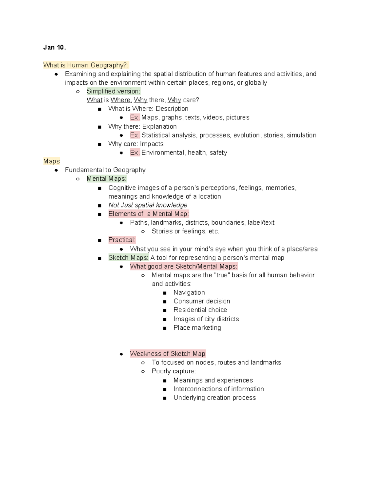 Human Geography - All in class notes needed for the exams - Jan 10 ...