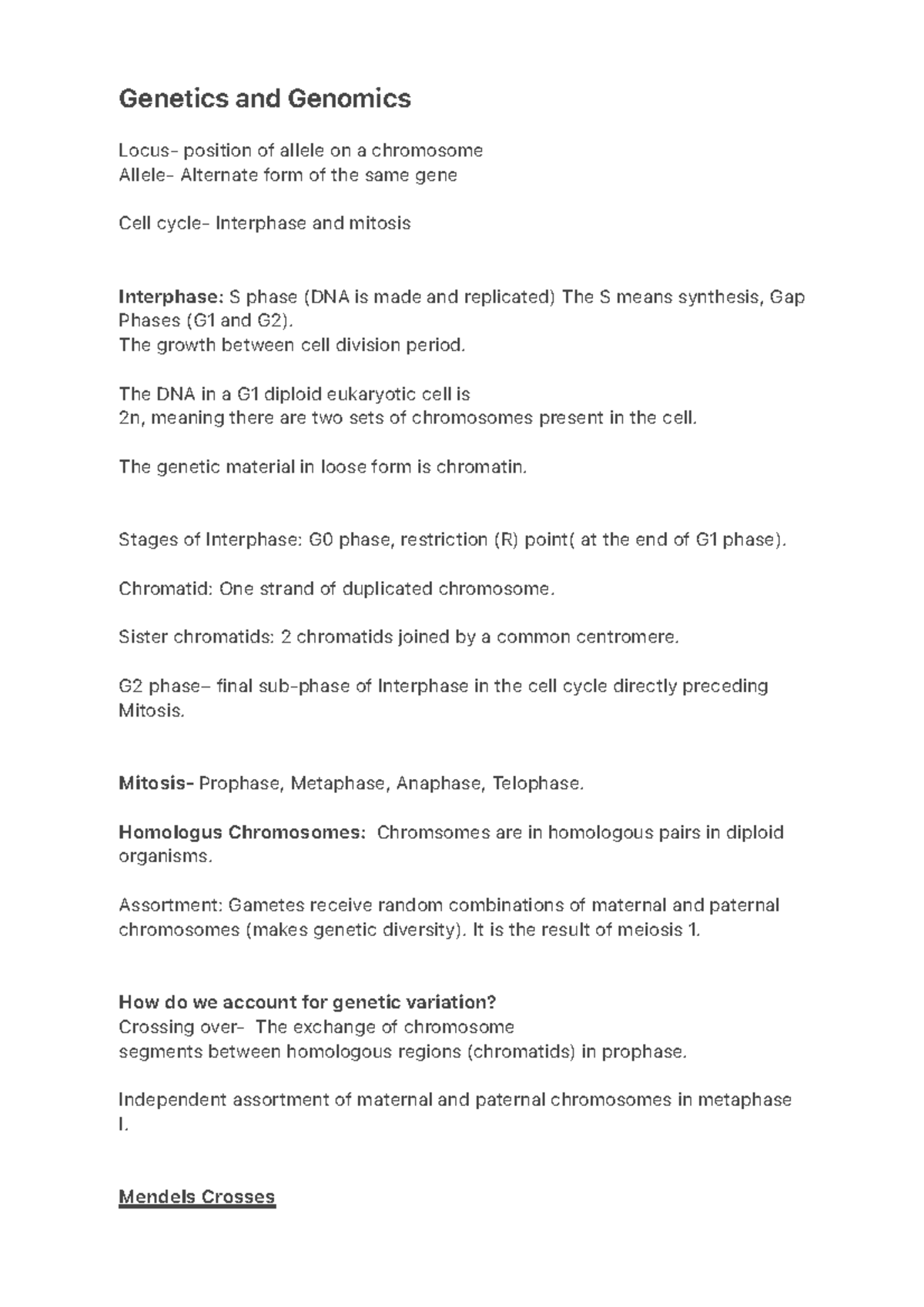 Genetics and Genomics - Genetics and Genomics Locus- position of allele ...